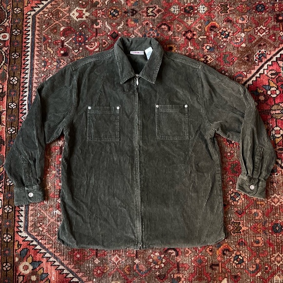 Faded Glory | Tops | Vintage Hunter Green Corduroy Full Zip Shacket ...